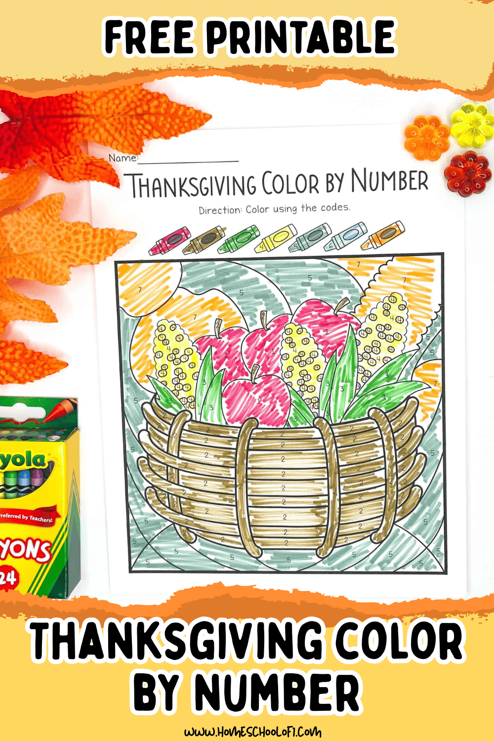 Thanksgiving Color By Number Printables (8 Free Pages)