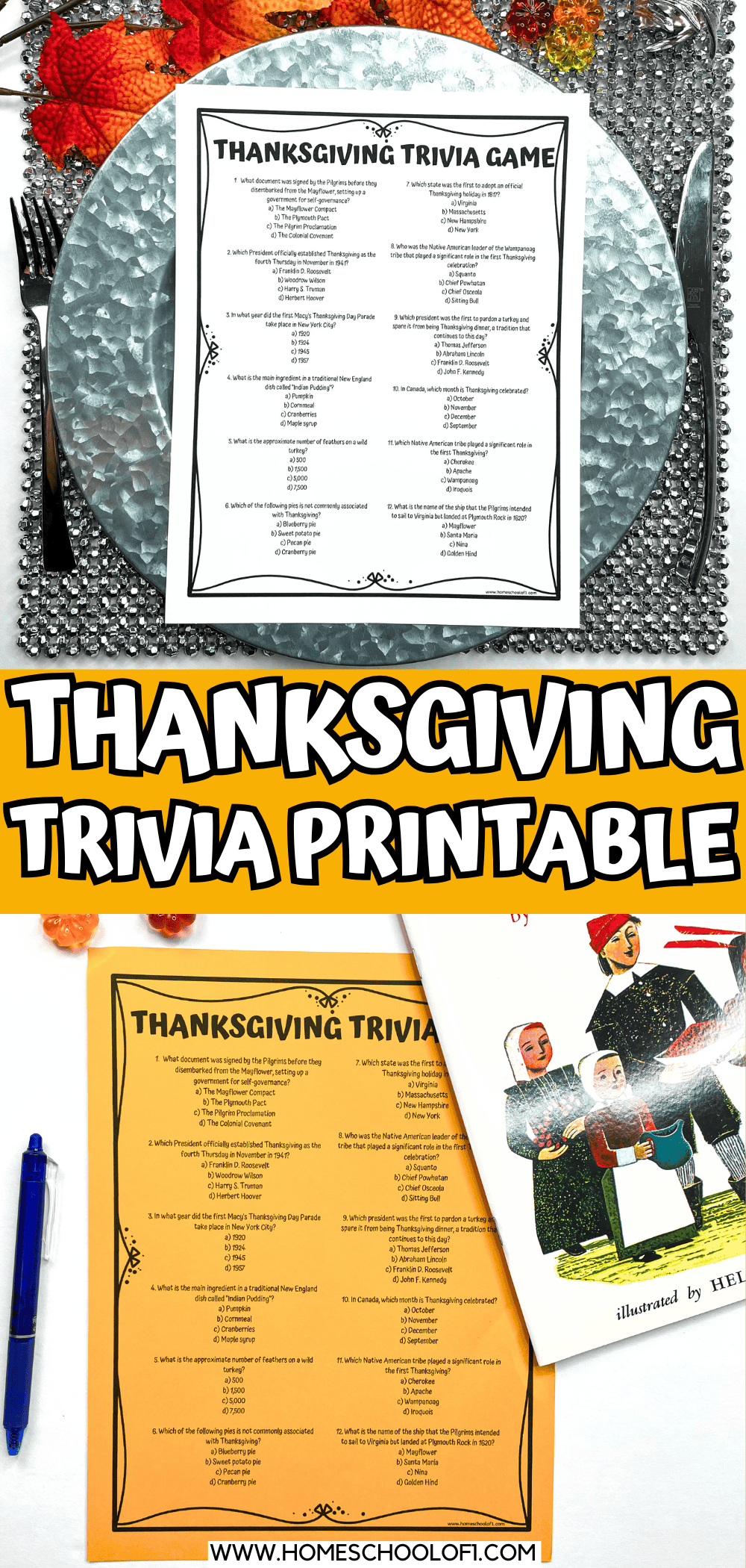 Thanksgiving Trivia Printable (With Answers)