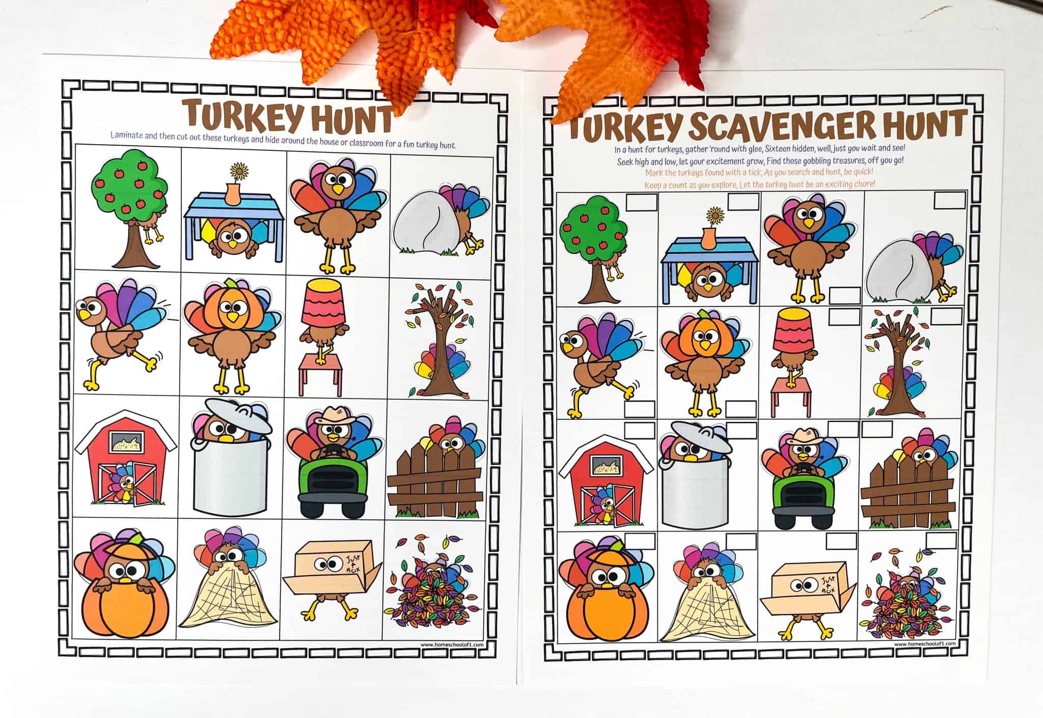 Free Turkey Scavenger Hunt Printable