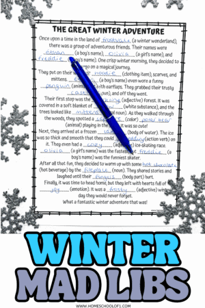 Free Winter Mad Libs Printable A Word Game for Kids