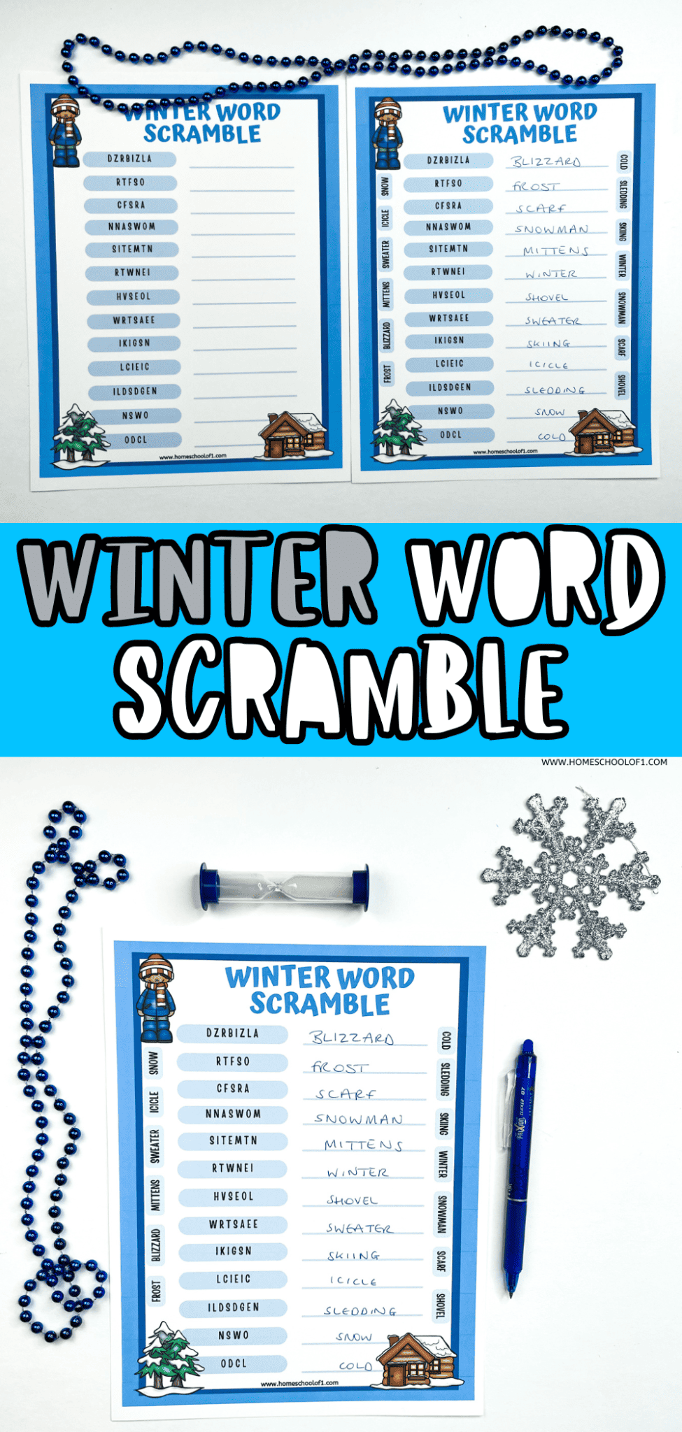 Winter Word Scramble Free Printable (With Answer Key)