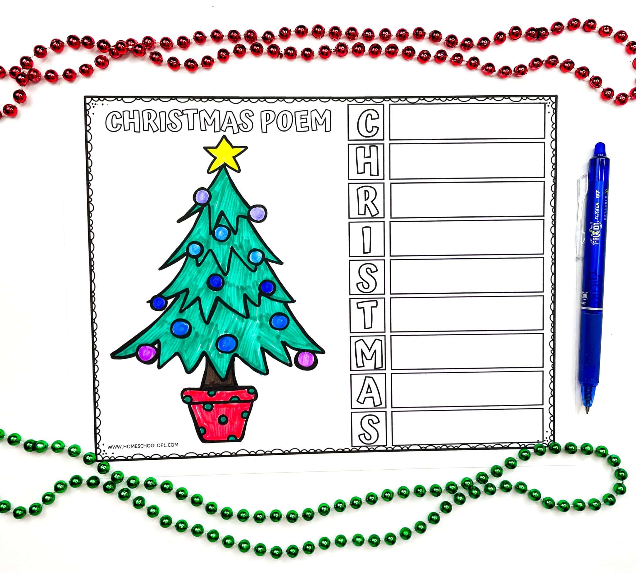 Free Christmas Acrostic Poem Template For Kids