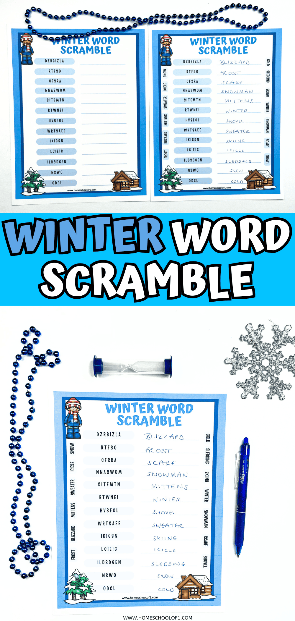 Free Winter Word Scramble Printable (With Answer Key)