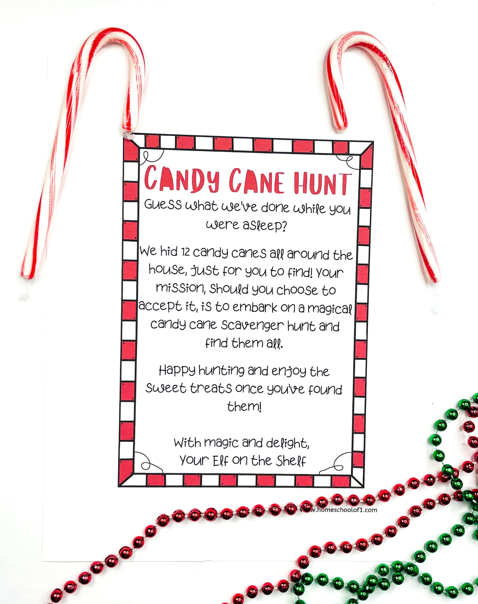 Free Elf on the Shelf Candy Cane Hunt Printable