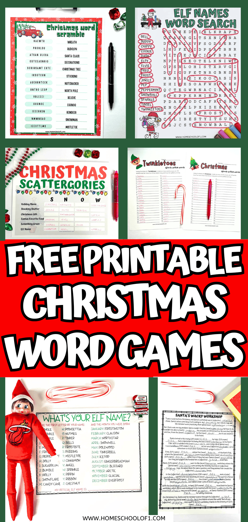 Free Printable Christmas Word Games for Kids and Families