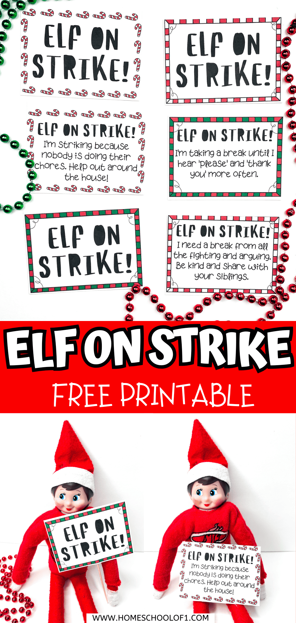 Free Bad Behavior Elf on Strike Printable