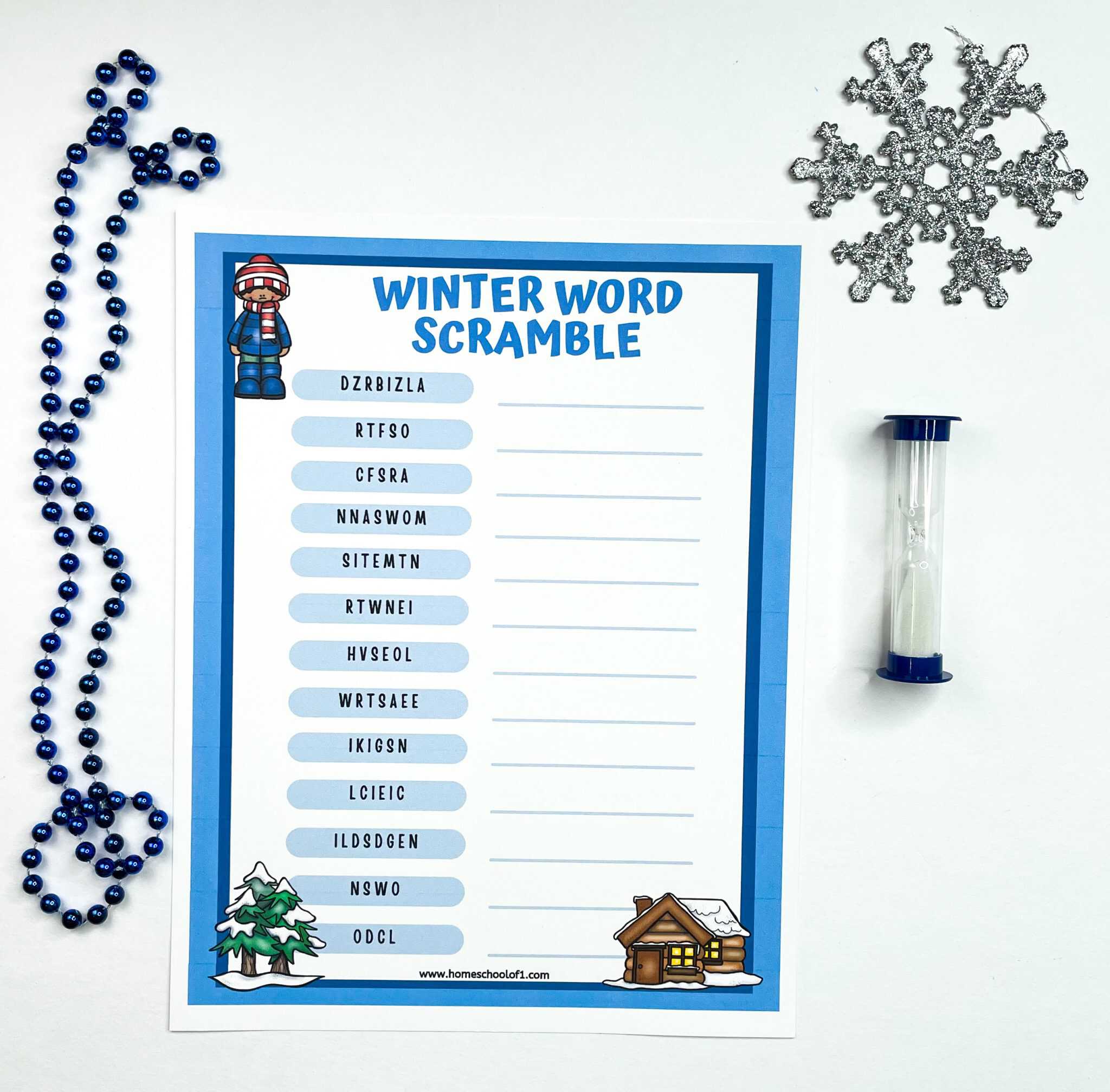 Free Winter Word Scramble Printable (With Answer Key)