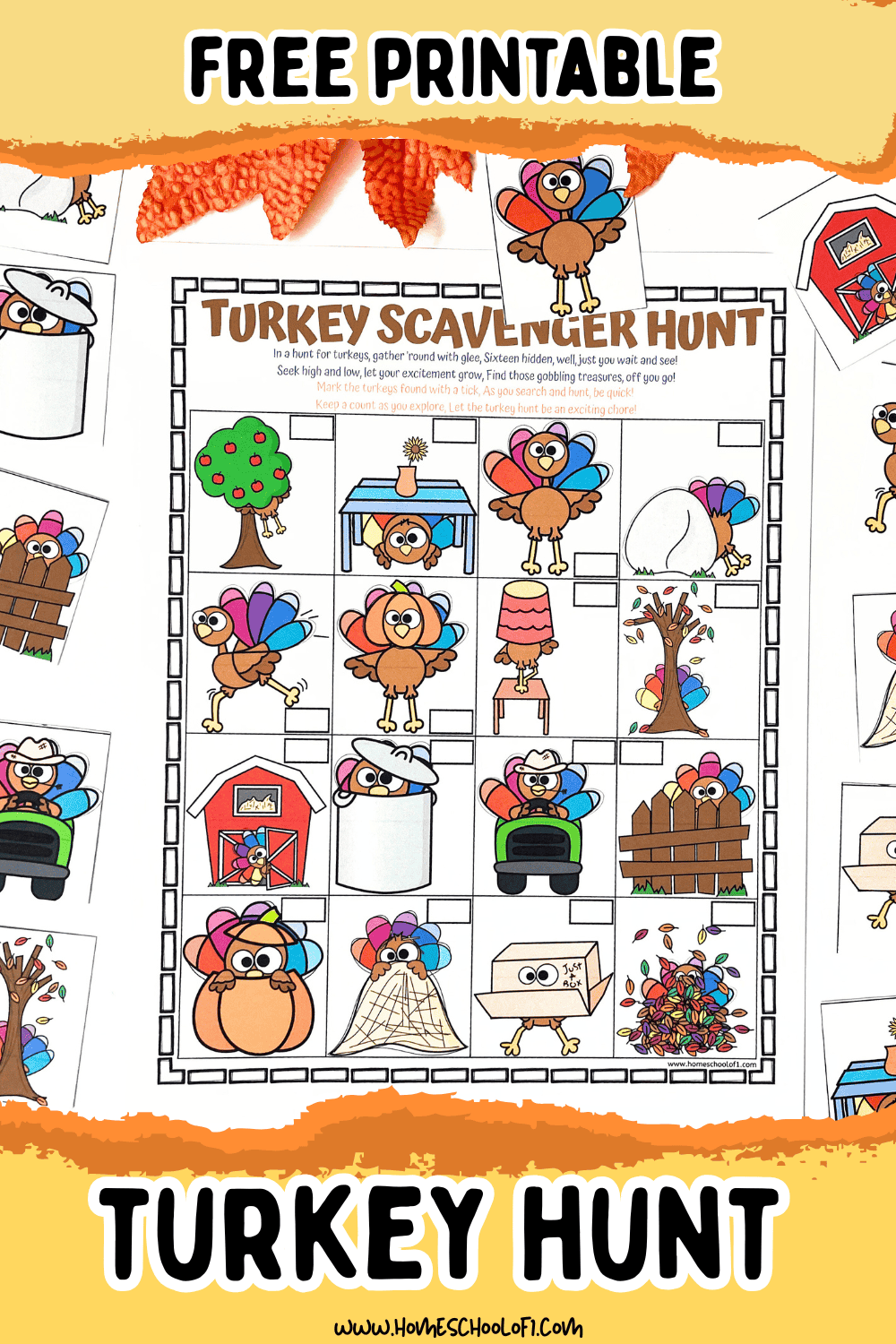 Free Turkey Scavenger Hunt Printable
