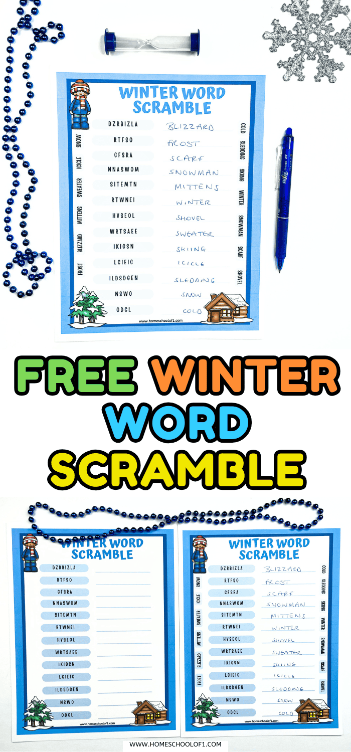 Free Winter Word Scramble Printable (With Answer Key)