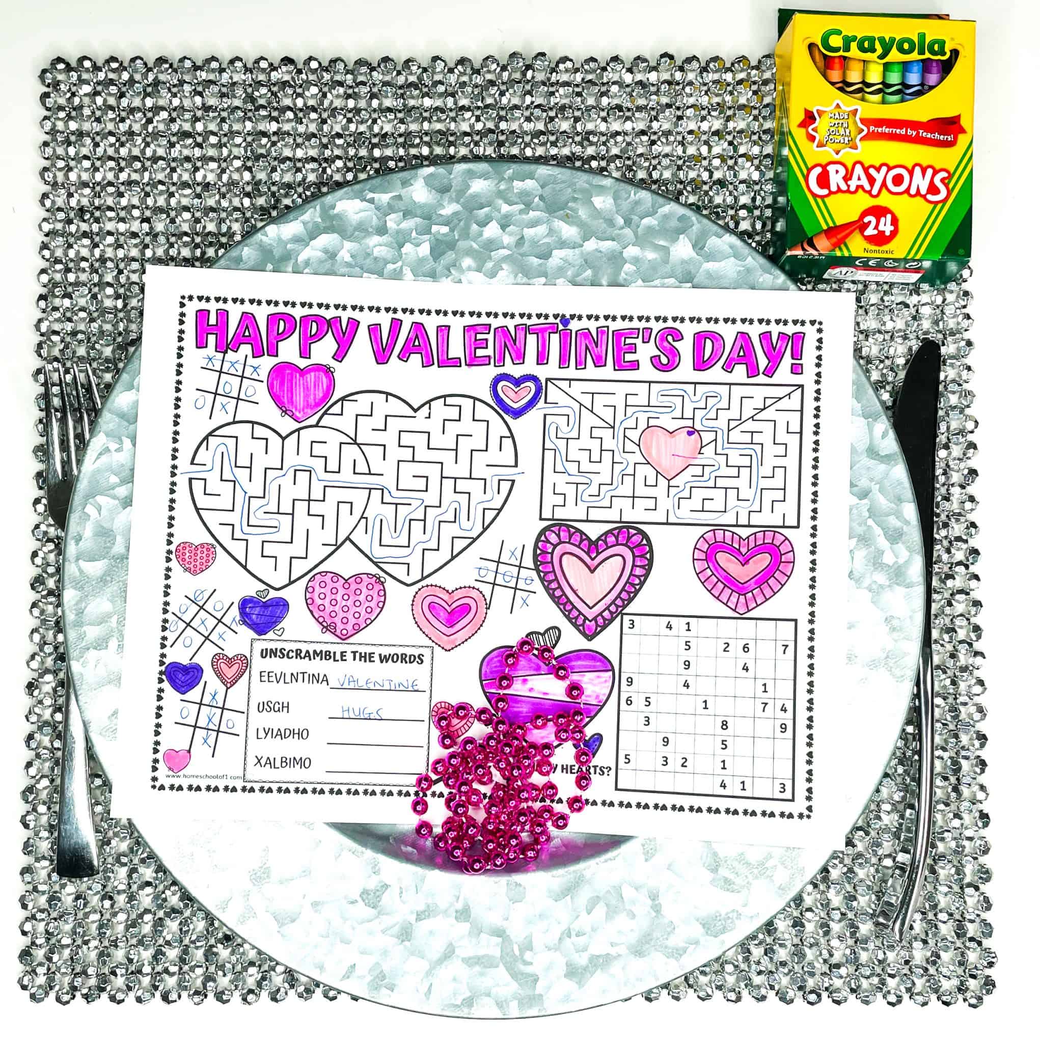 4 Free Printable Valentine's Placemats for Table Fun