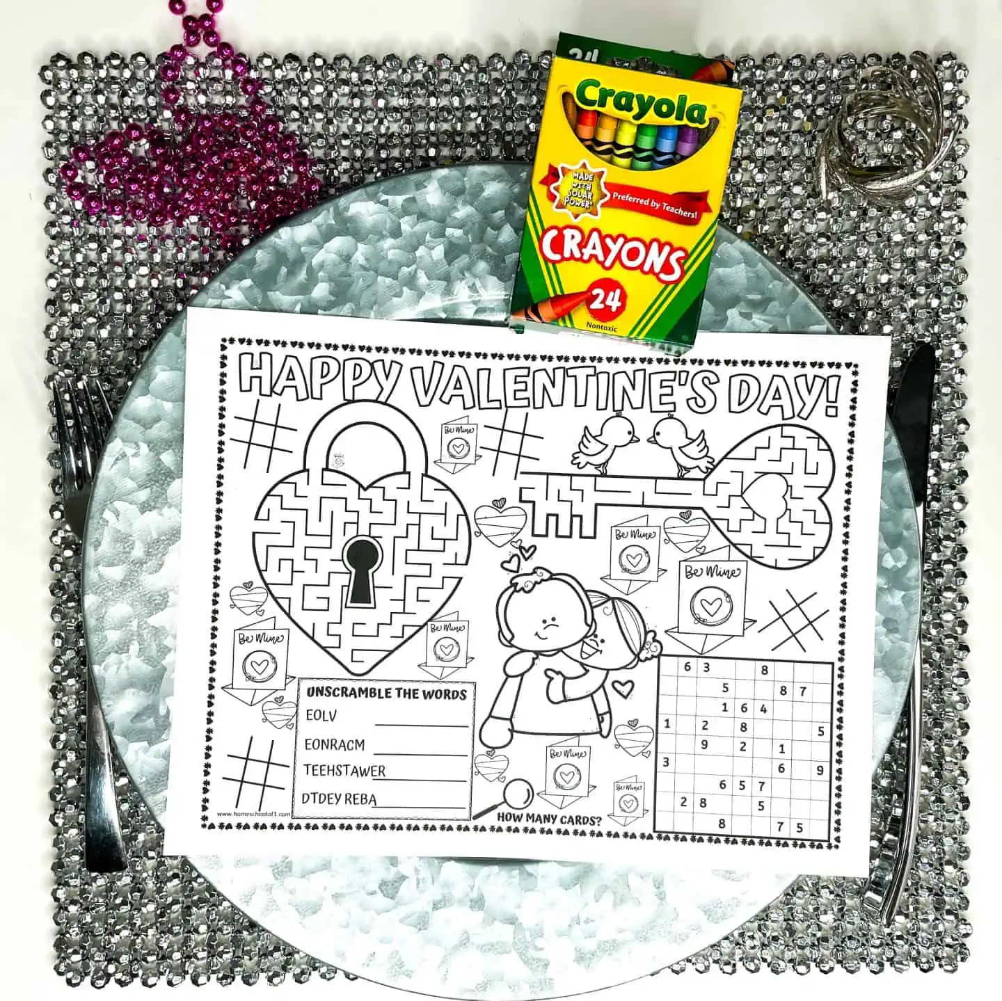4 Free Printable Valentine's Placemats for Table Fun