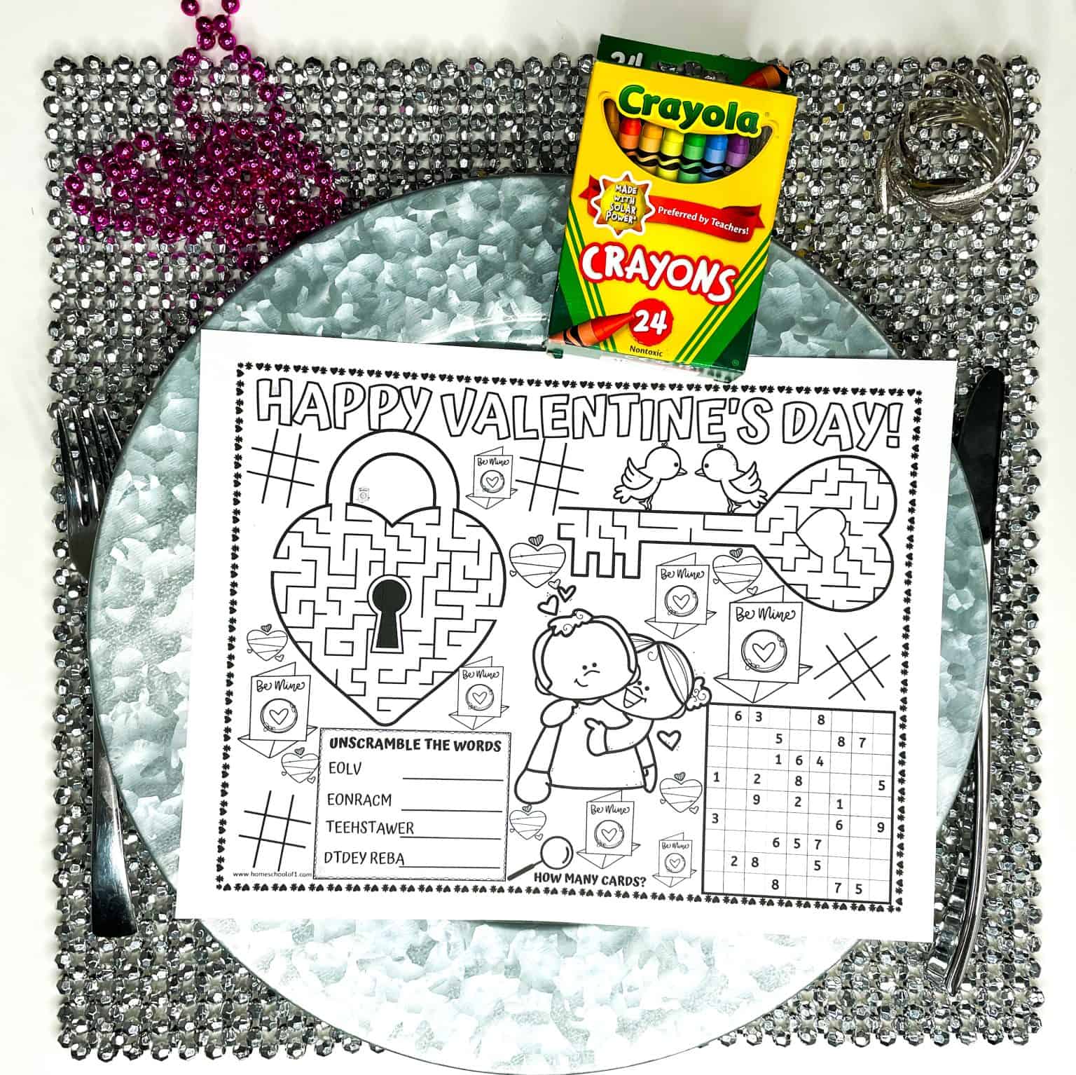 Free Printable Valentine Placemats for Table Fun