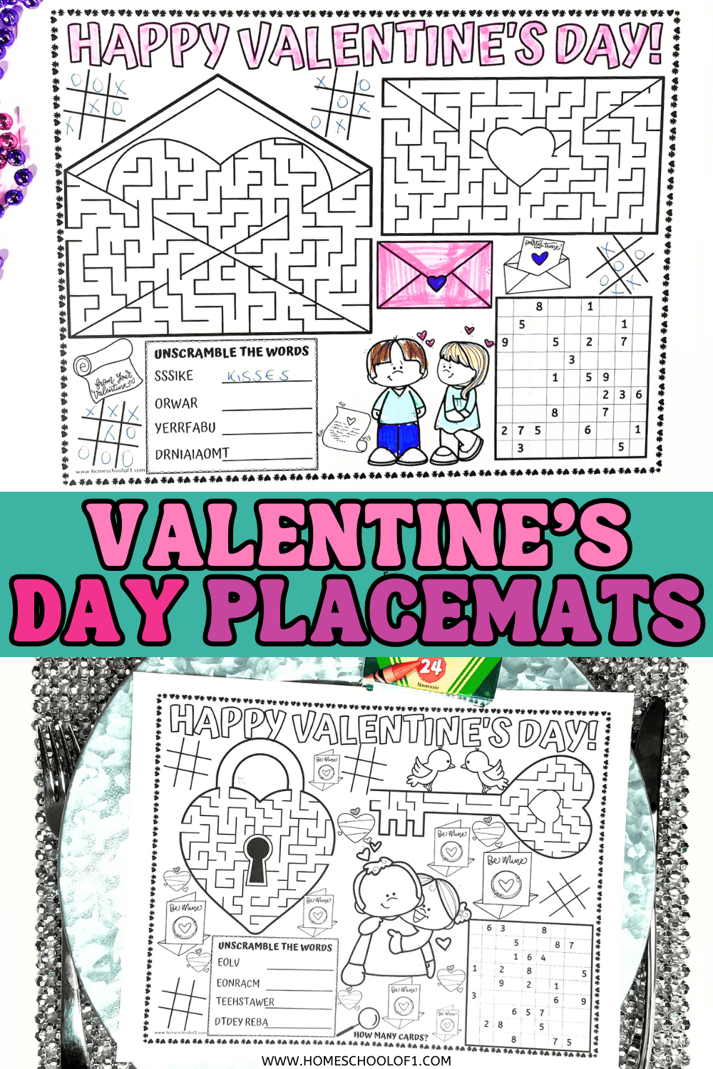 Free Printable Valentine Placemats for Table Fun