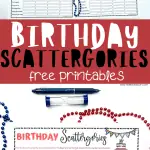 Birthday Scattergories Free Printable Game