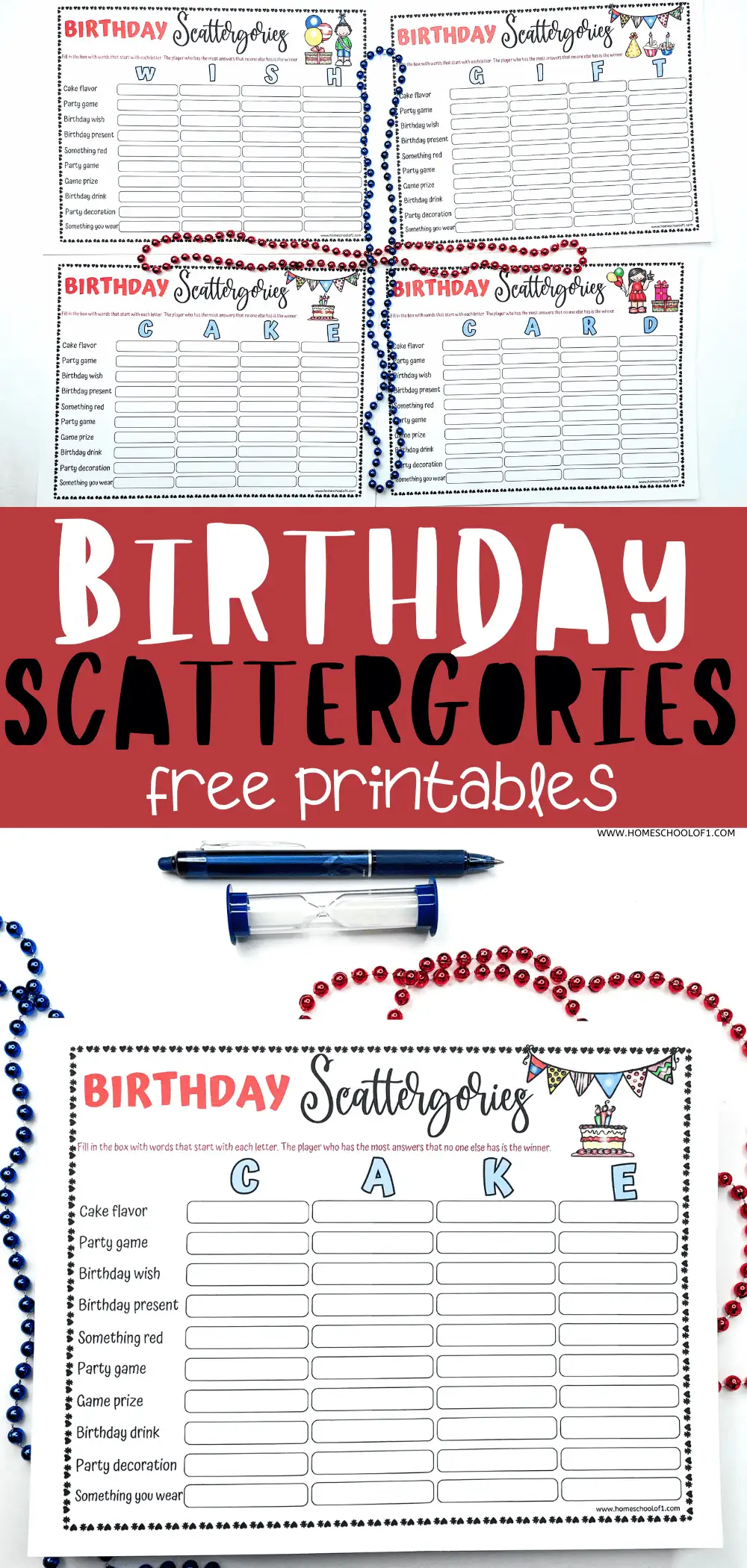 Birthday Scattergories Free Printable Game