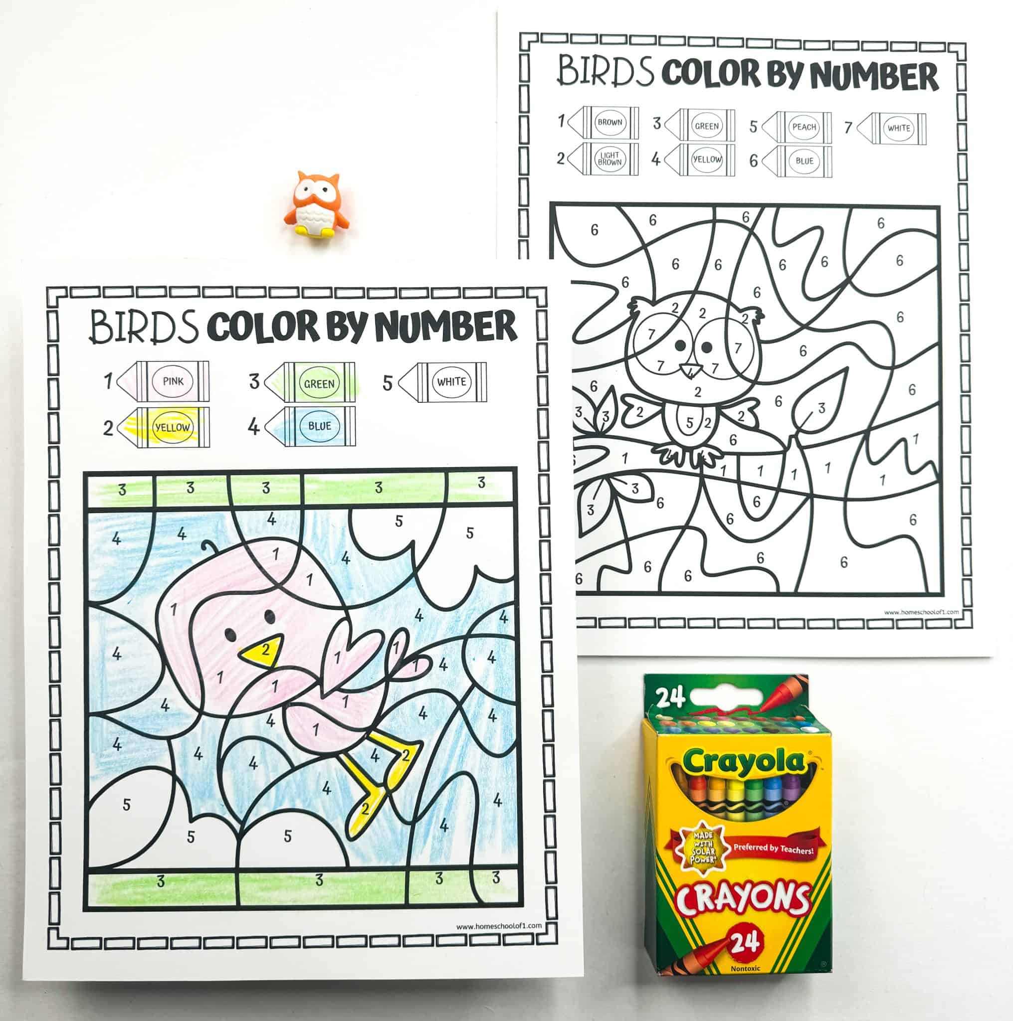 Free Bird Color by Number Printables for Preschoolers