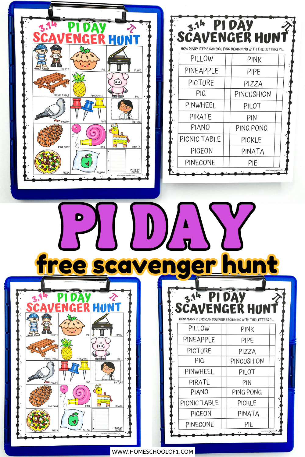 Free Pi Day Scavenger Hunt Printable