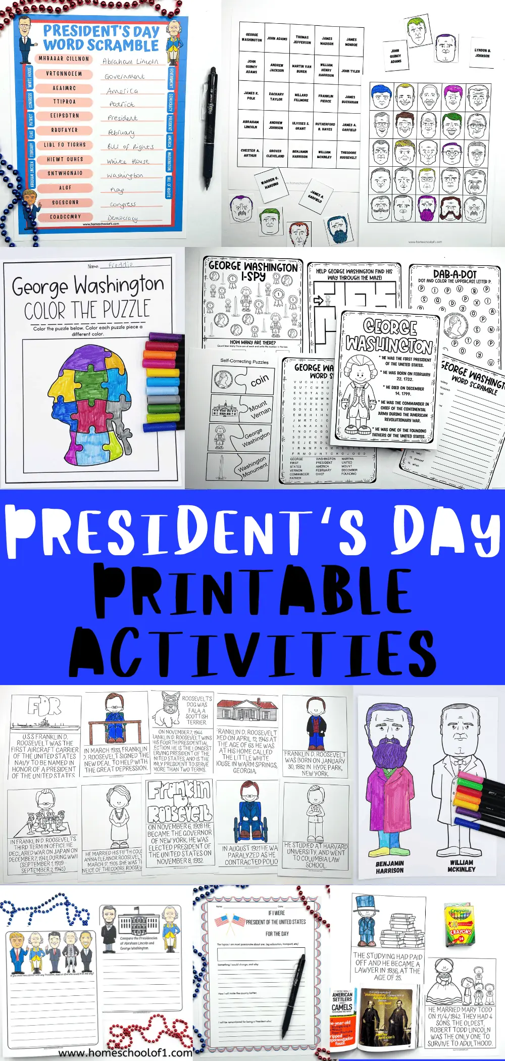 23 Presidents Day Printable Activities