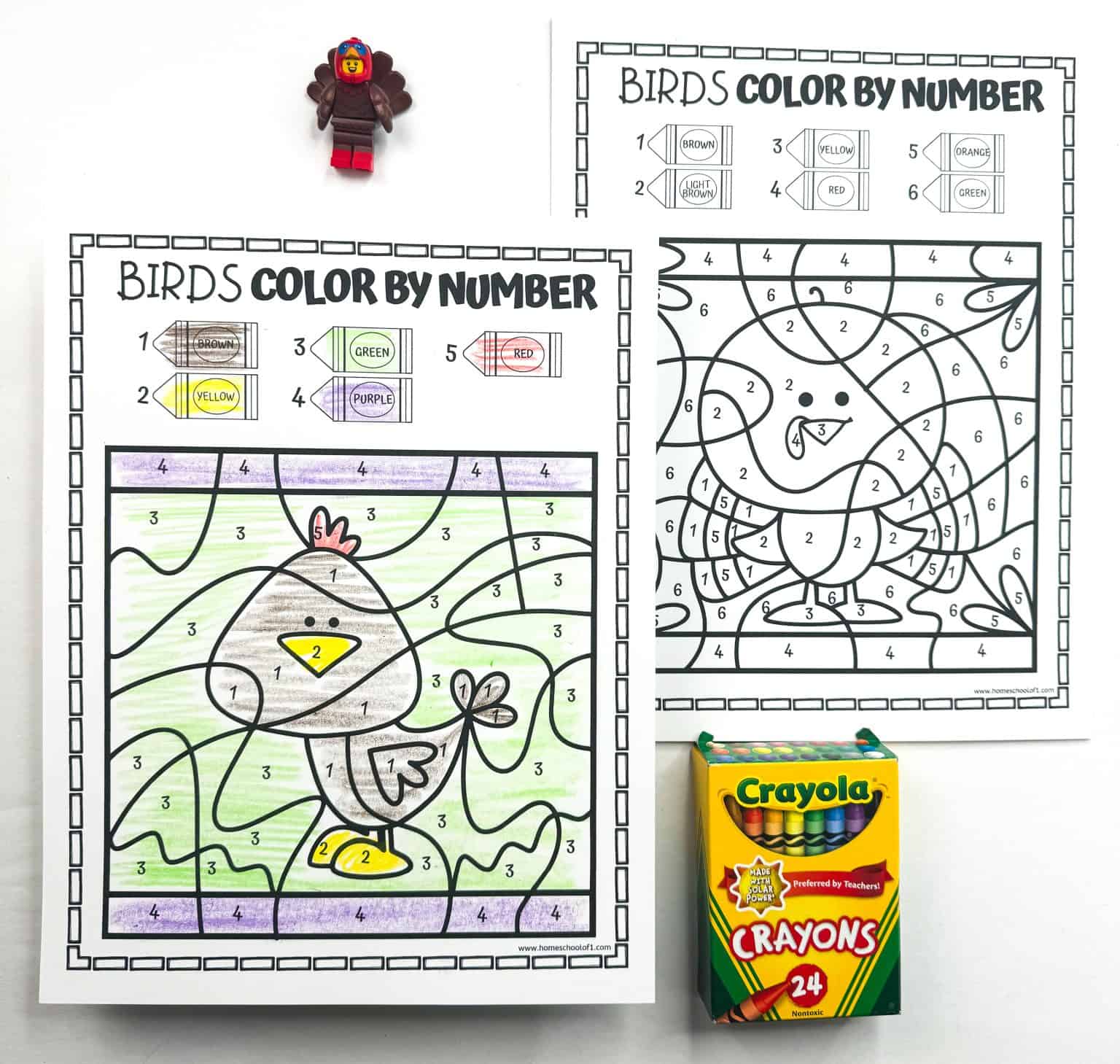 Free Bird Color by Number Printables for Preschoolers