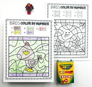 Free Bird Color by Number Printables for Preschoolers