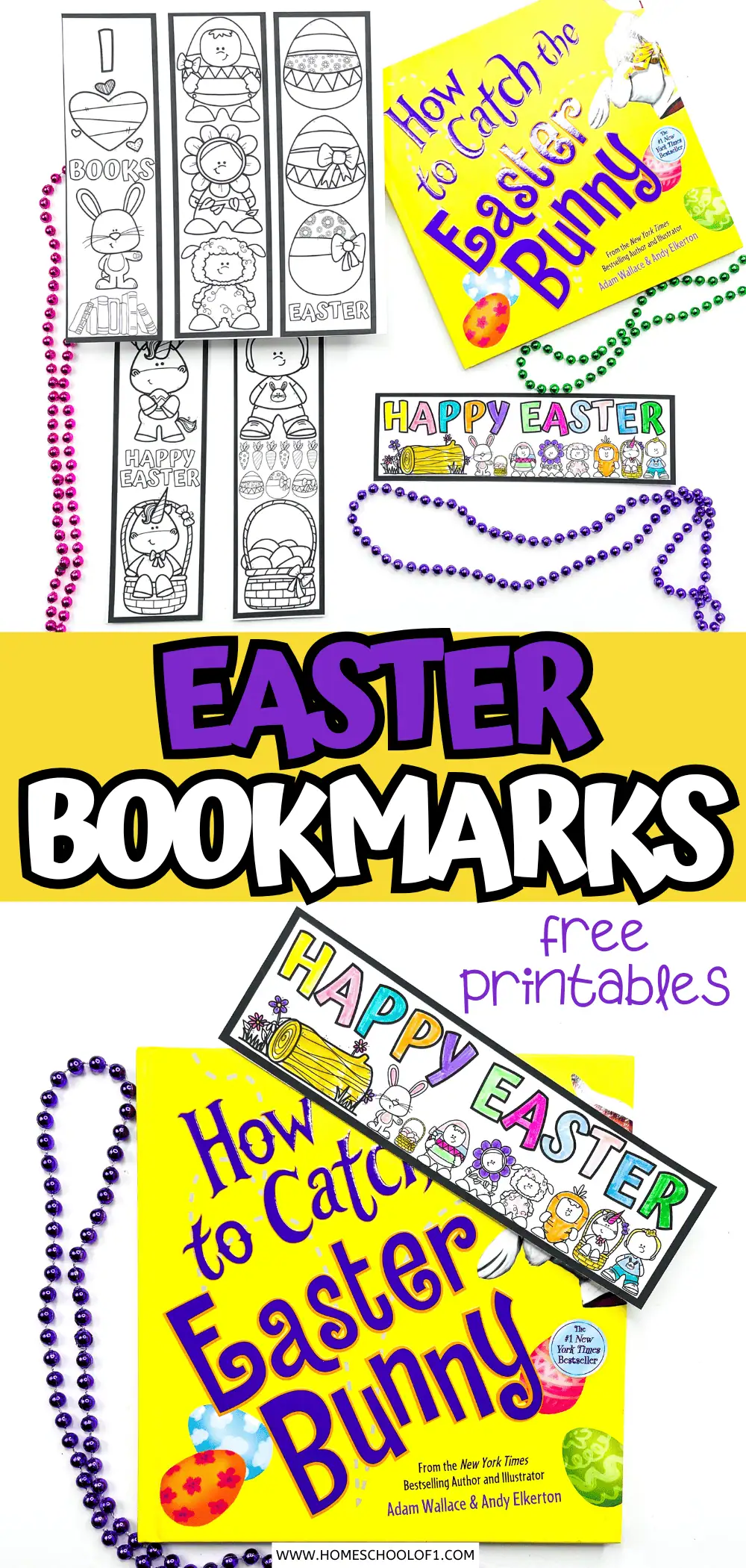 6 Free Printable Easter Bookmarks to Color