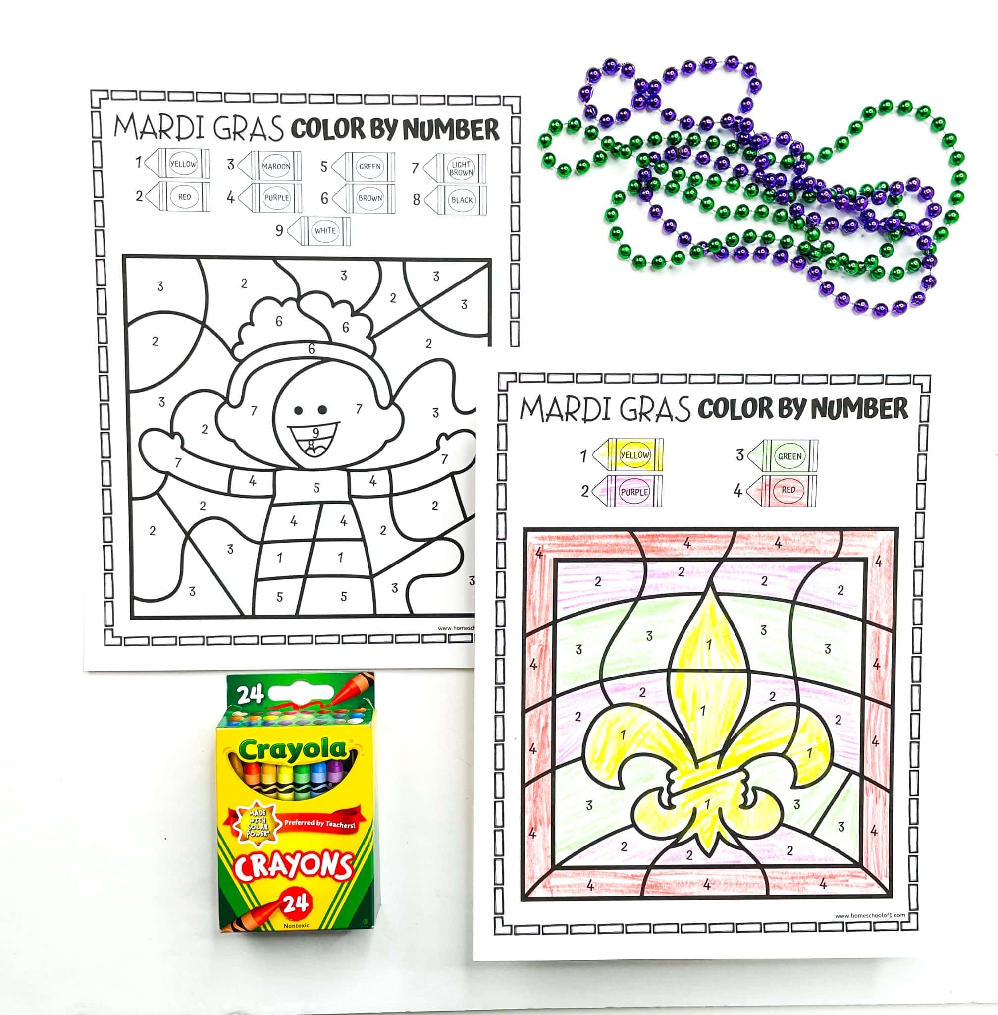 9 Free Mardi Gras Color By Number Printables