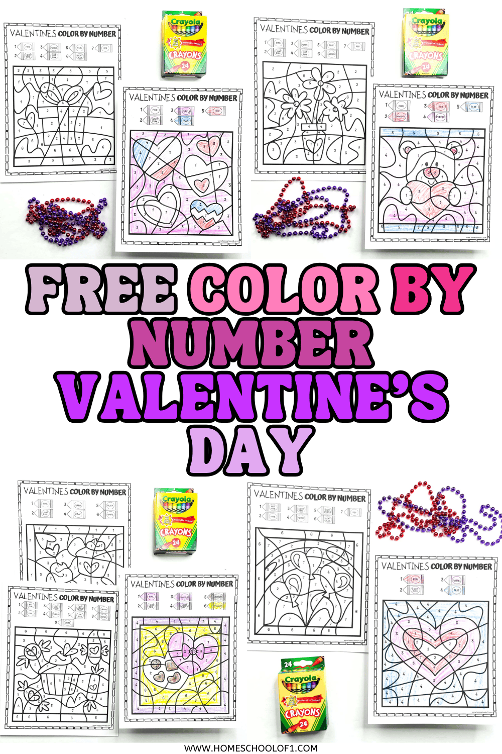 9 Free Valentine's Day Color by Number Worksheets