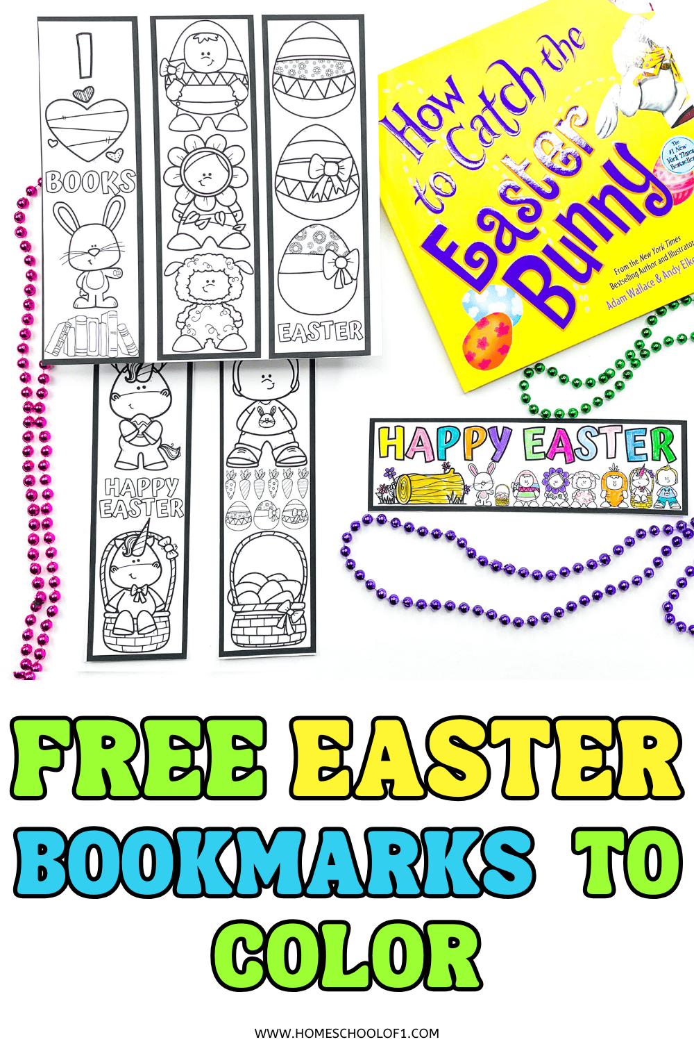 6 Free Printable Easter Bookmarks to Color
