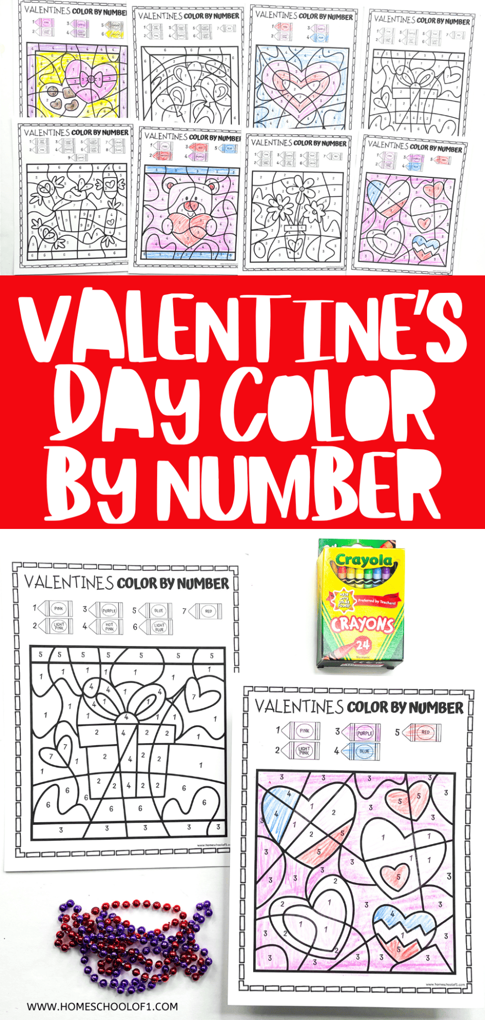 9 Free Valentine's Day Color by Number Worksheets
