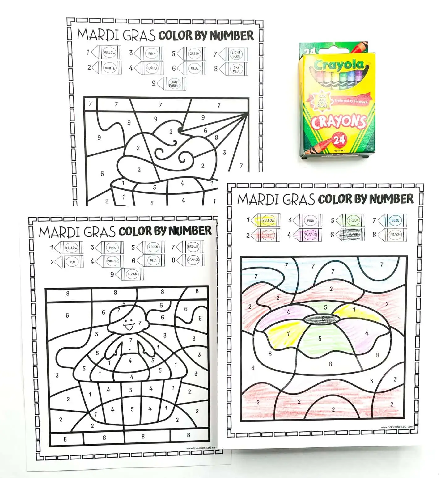 9 Free Mardi Gras Color By Number Printables