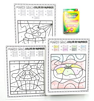 Mardi Gras Color by Number Printables for Kids