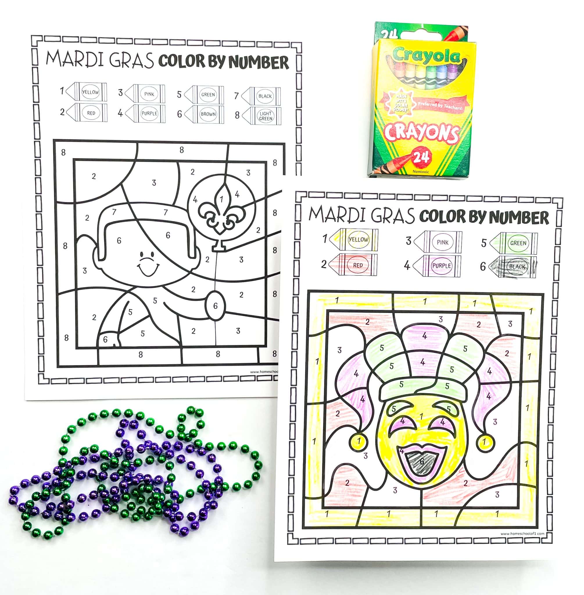 9 Free Mardi Gras Color By Number Printables