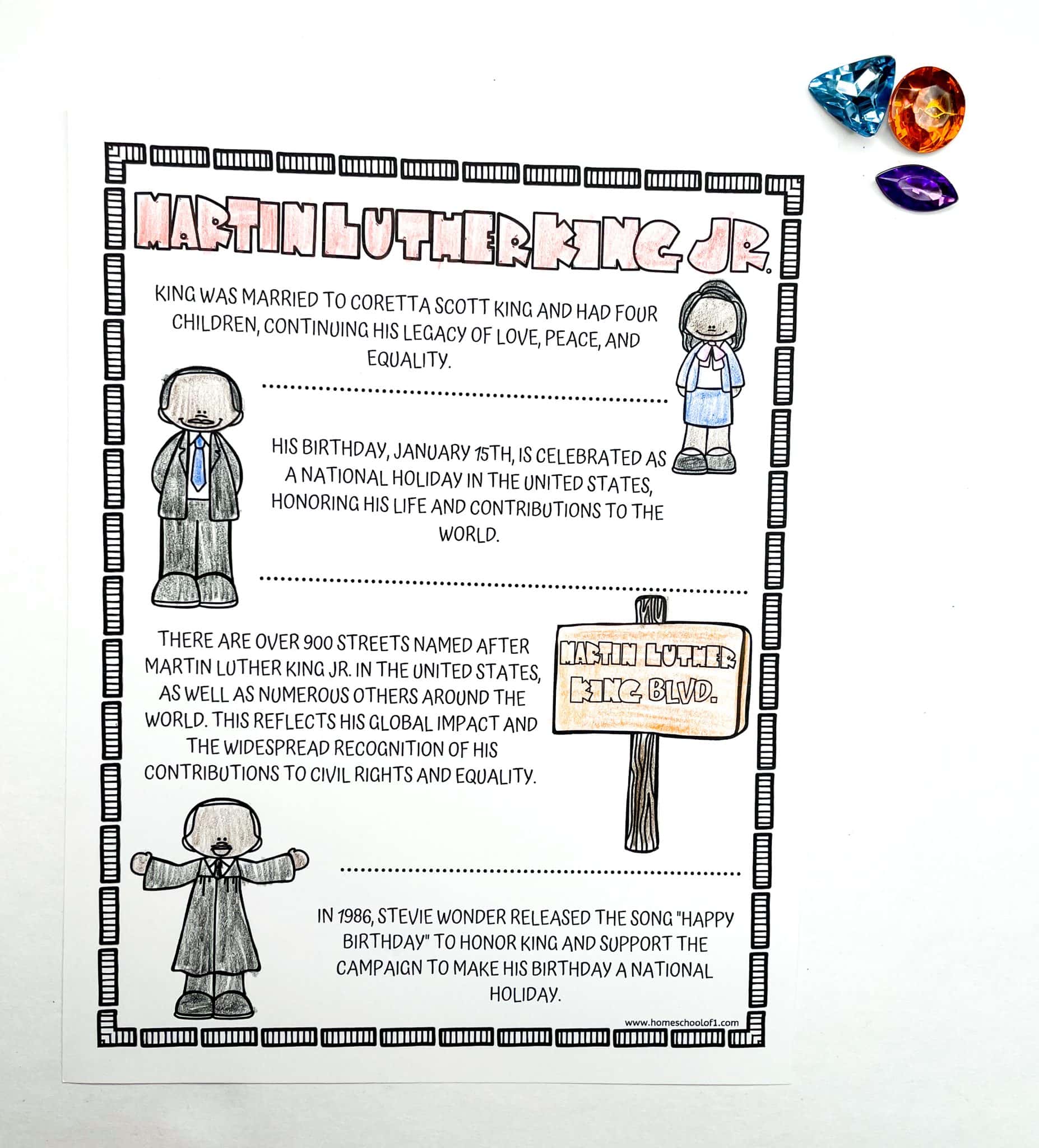 Free Printable Martin Luther King Jr. Facts for Kids