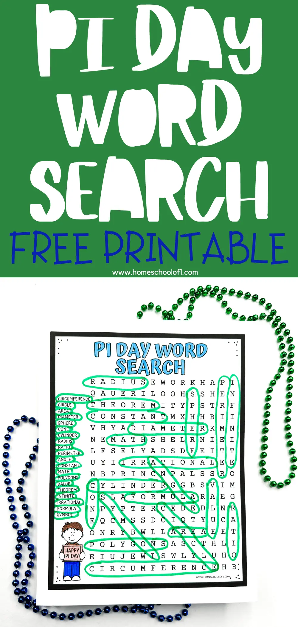 Pi Day Word Search Free Printable