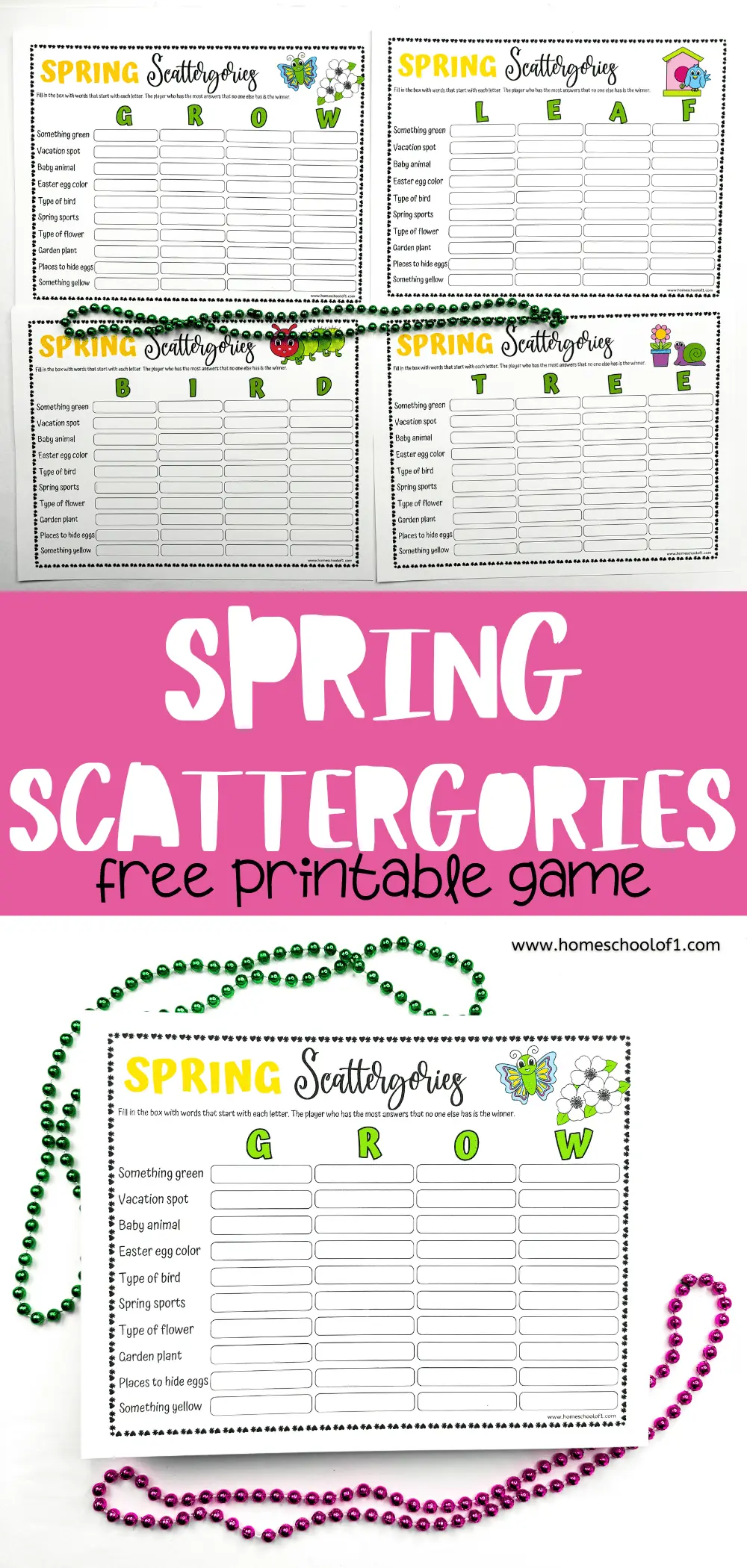 Spring Scattergories Printable for Kids (Free Game)