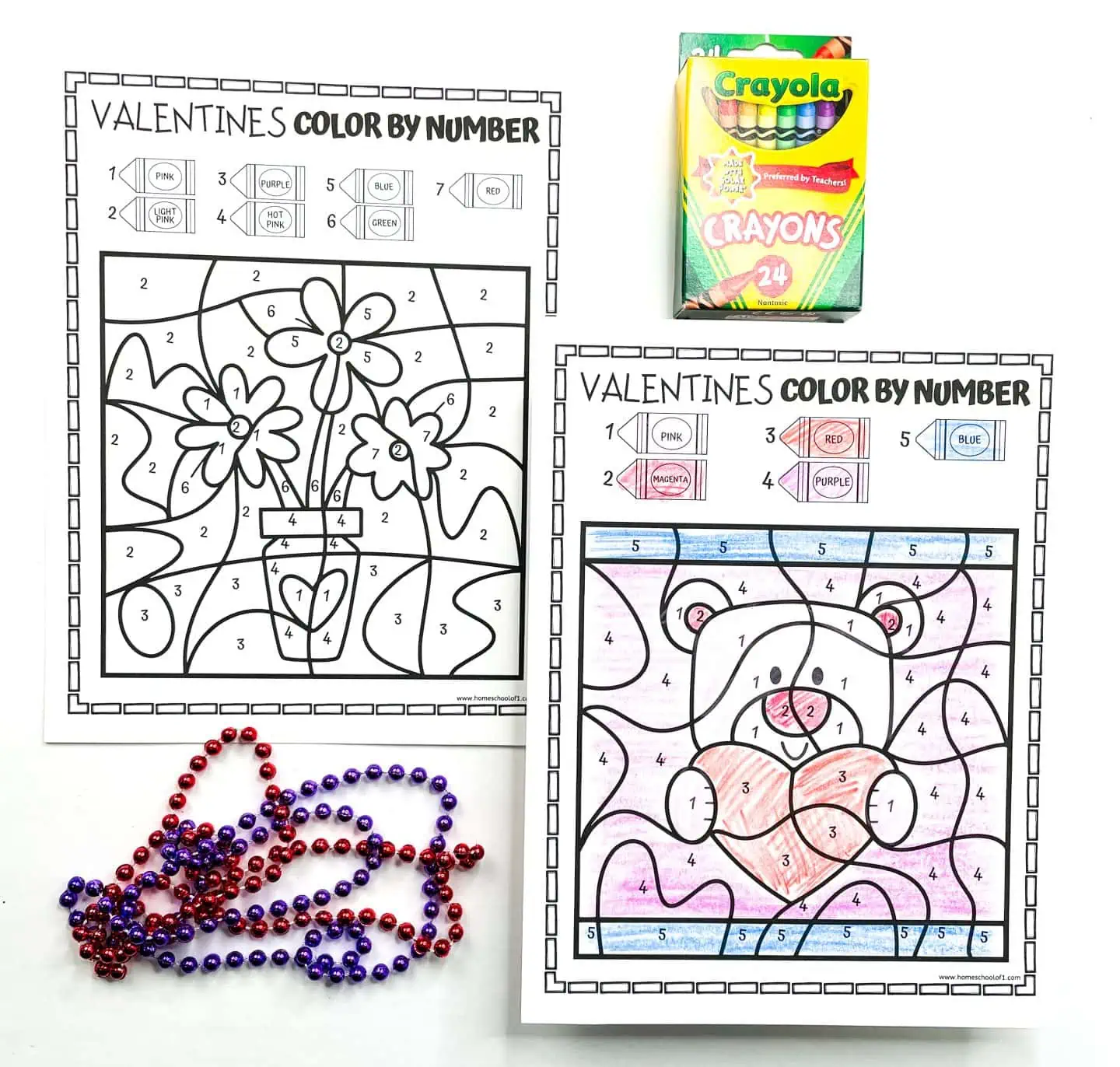 9 Free Valentine's Day Color by Number Worksheets