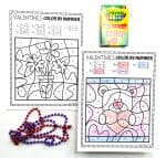 9 Free Valentine's Day Color by Number Worksheets