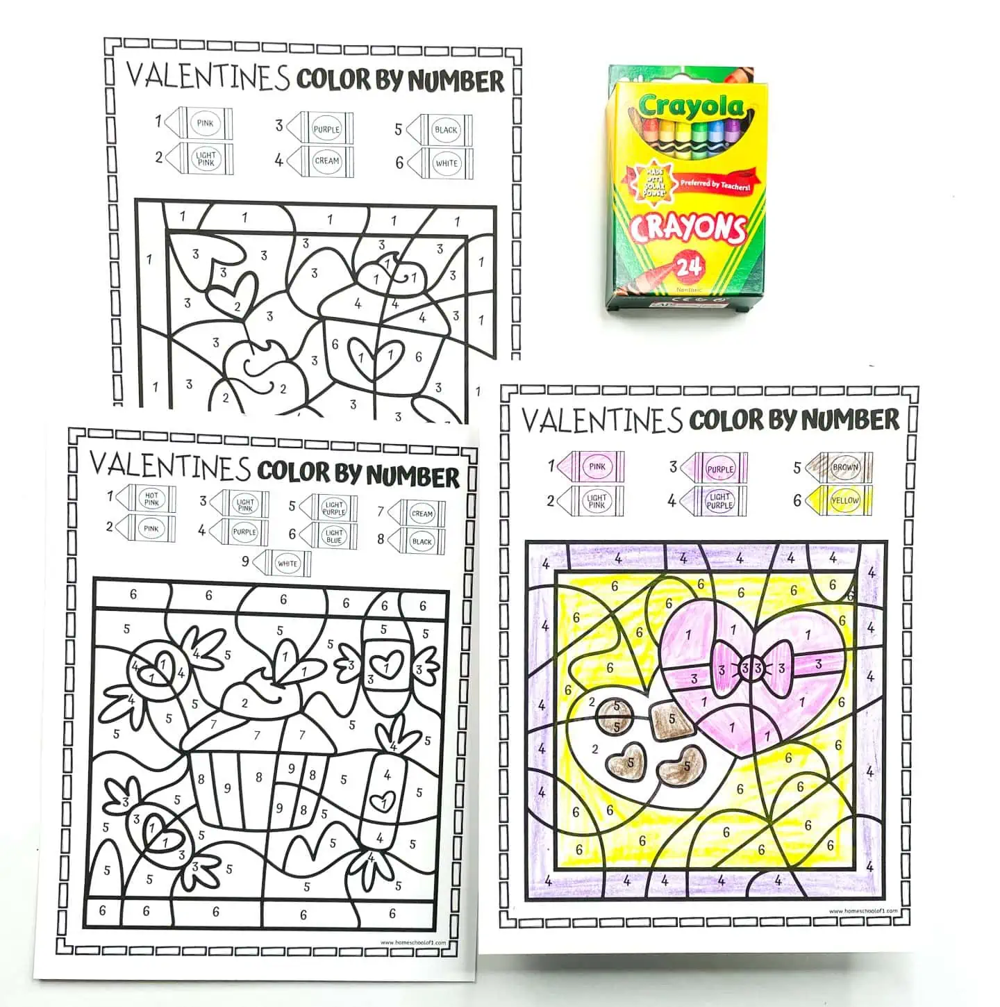 9 Free Valentine's Day Color by Number Worksheets