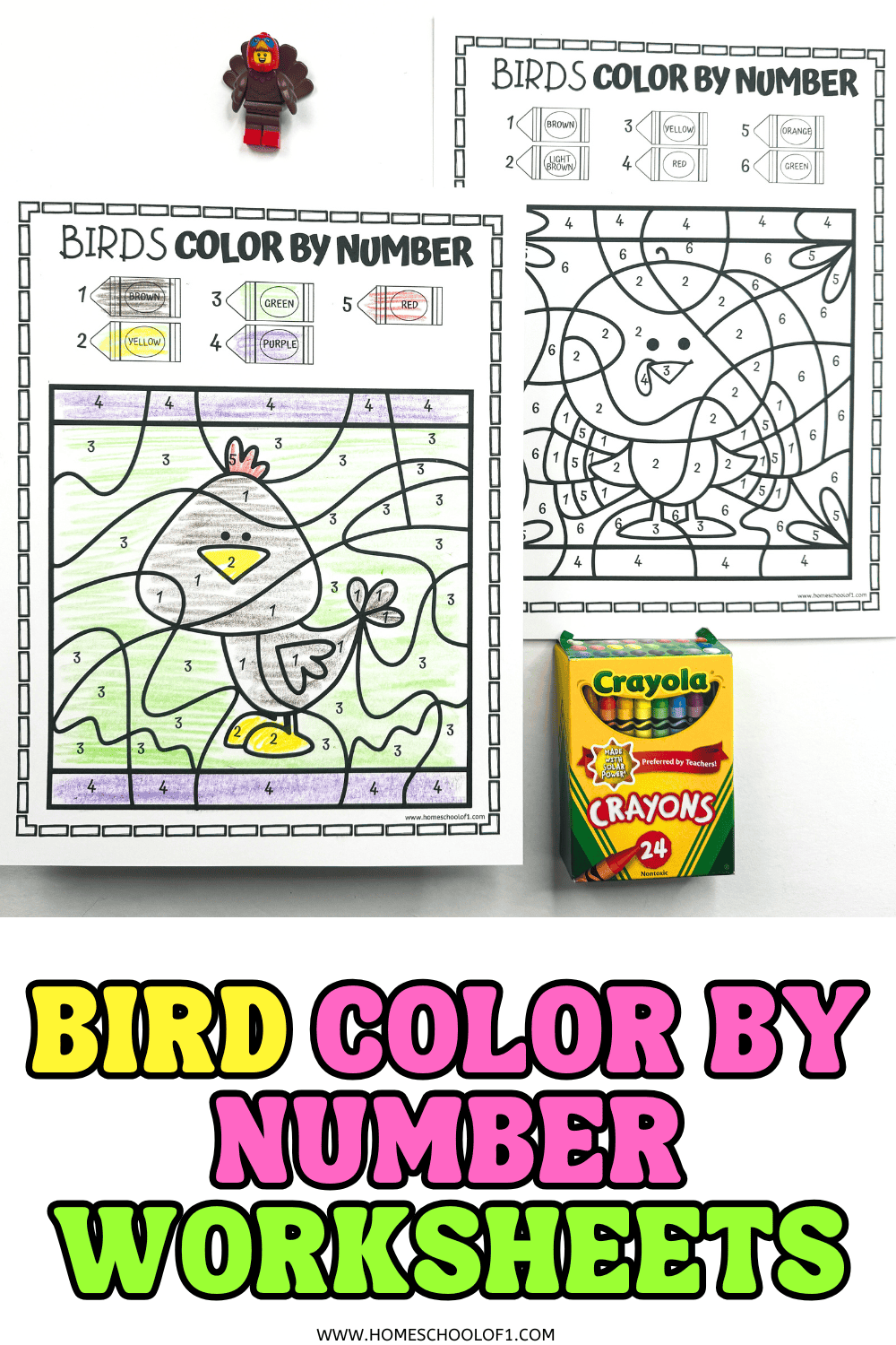 Free Bird Color by Number Printables for Preschoolers