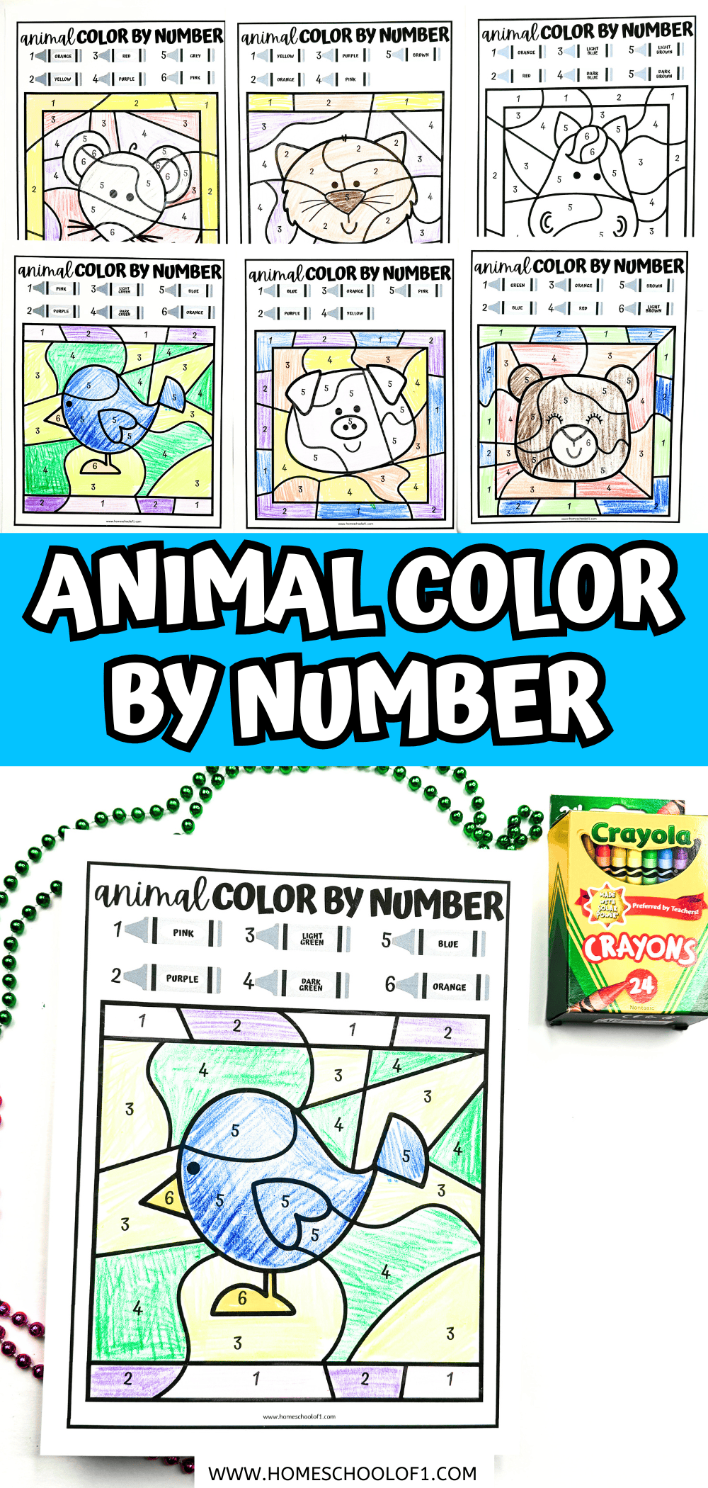 Free Animal Color by Number Printables for Kids