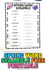 Spring Word Scramble Free Printable