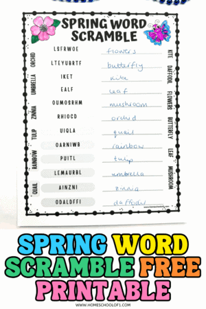 Spring Word Scramble Free Printable