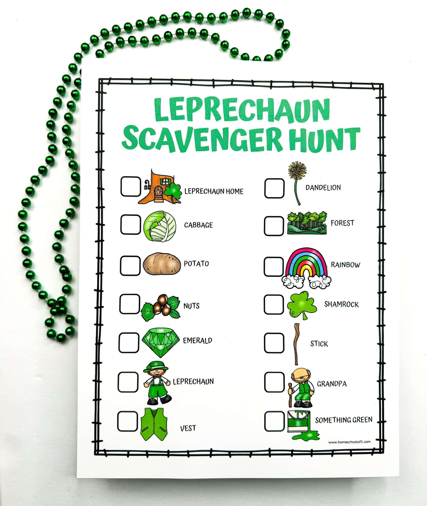 Leprechaun Scavenger Hunt Free Printable