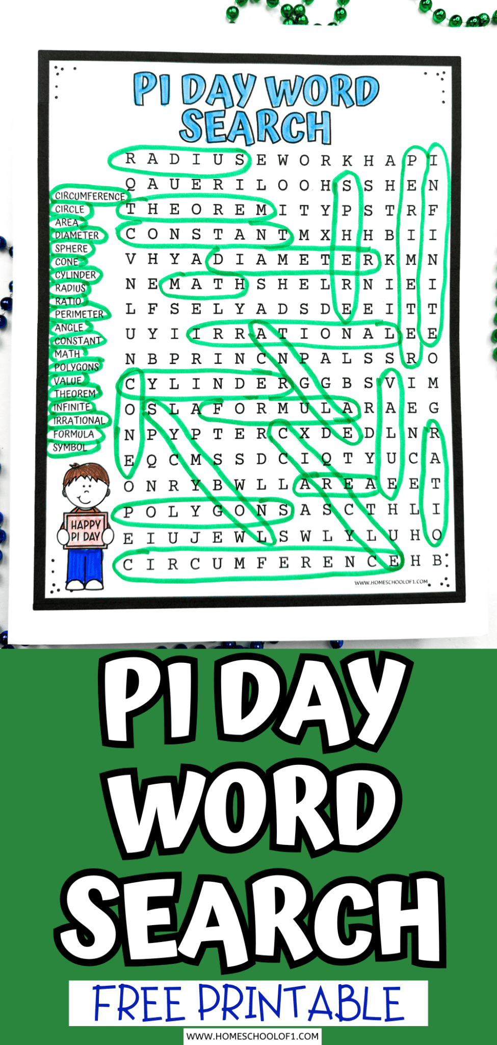 Best Pi Day Word Search Printable | Free Math Activity for Kids
