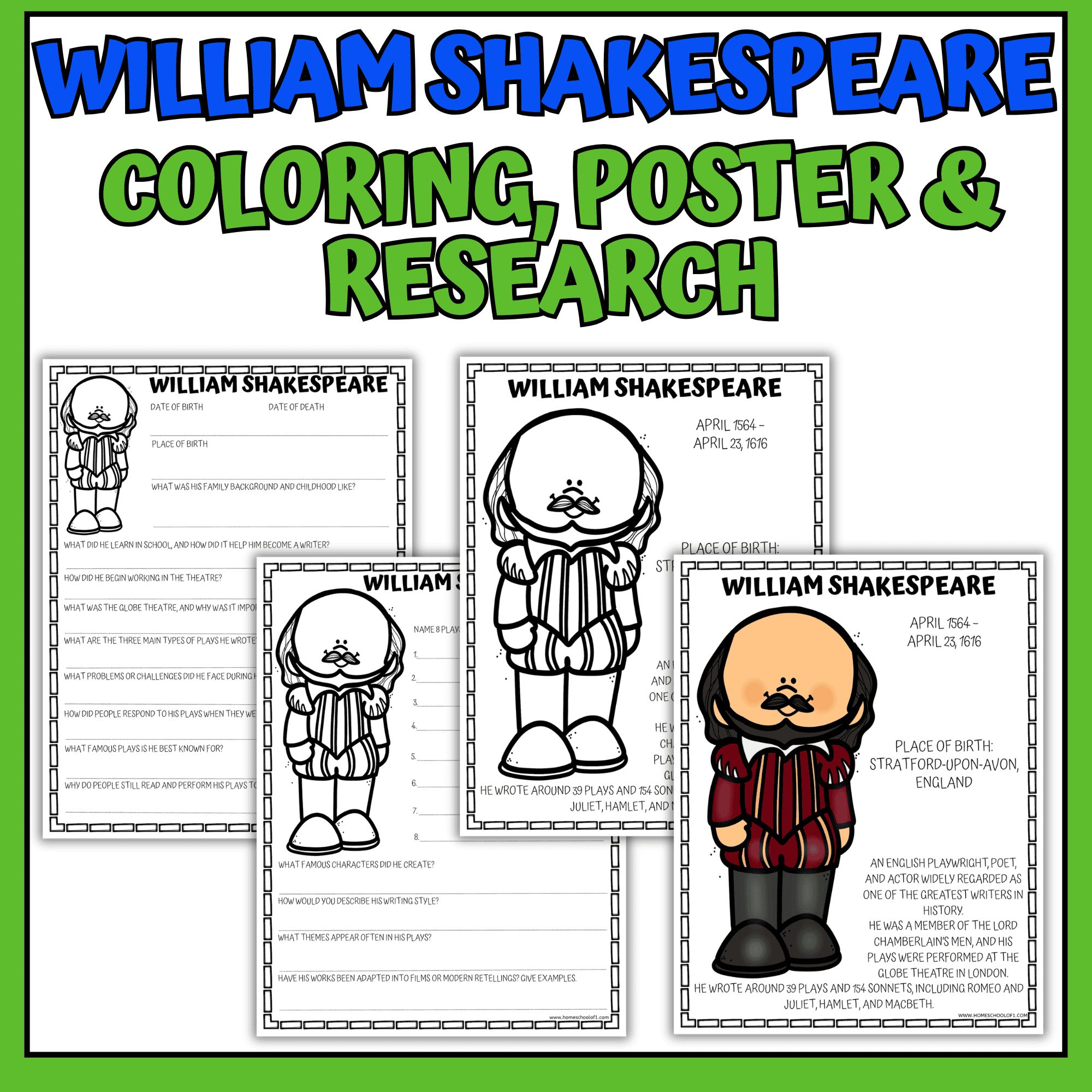 Free Printable Shakespeare Memory Game