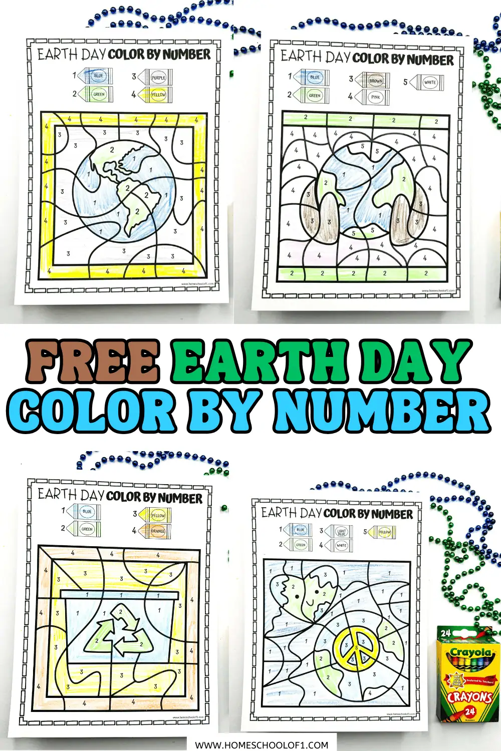Free Earth Day Color by Number Printables for Kids