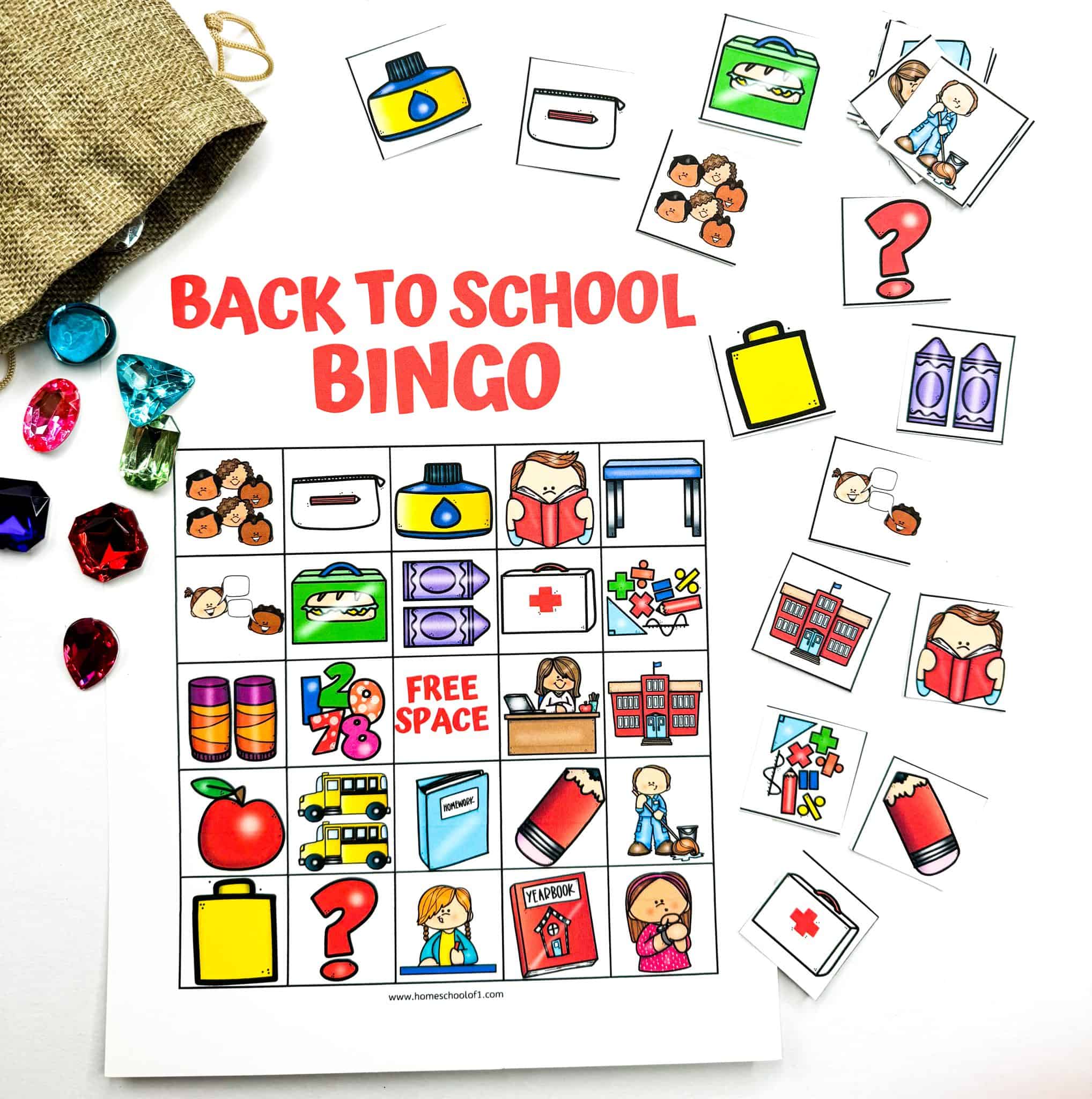 Back to School Bingo Printable Game for Kids