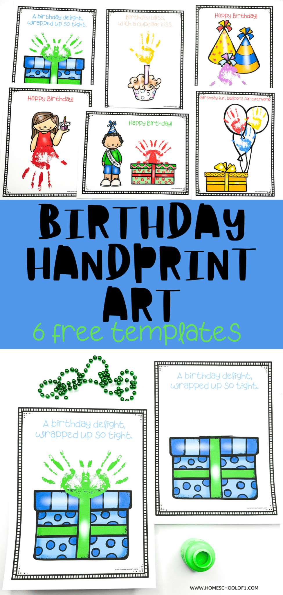 Birthday Handprint Art (6 Free Templates)