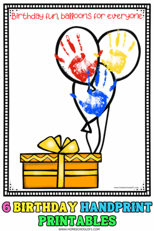 Birthday Handprint Art (6 Free Templates)
