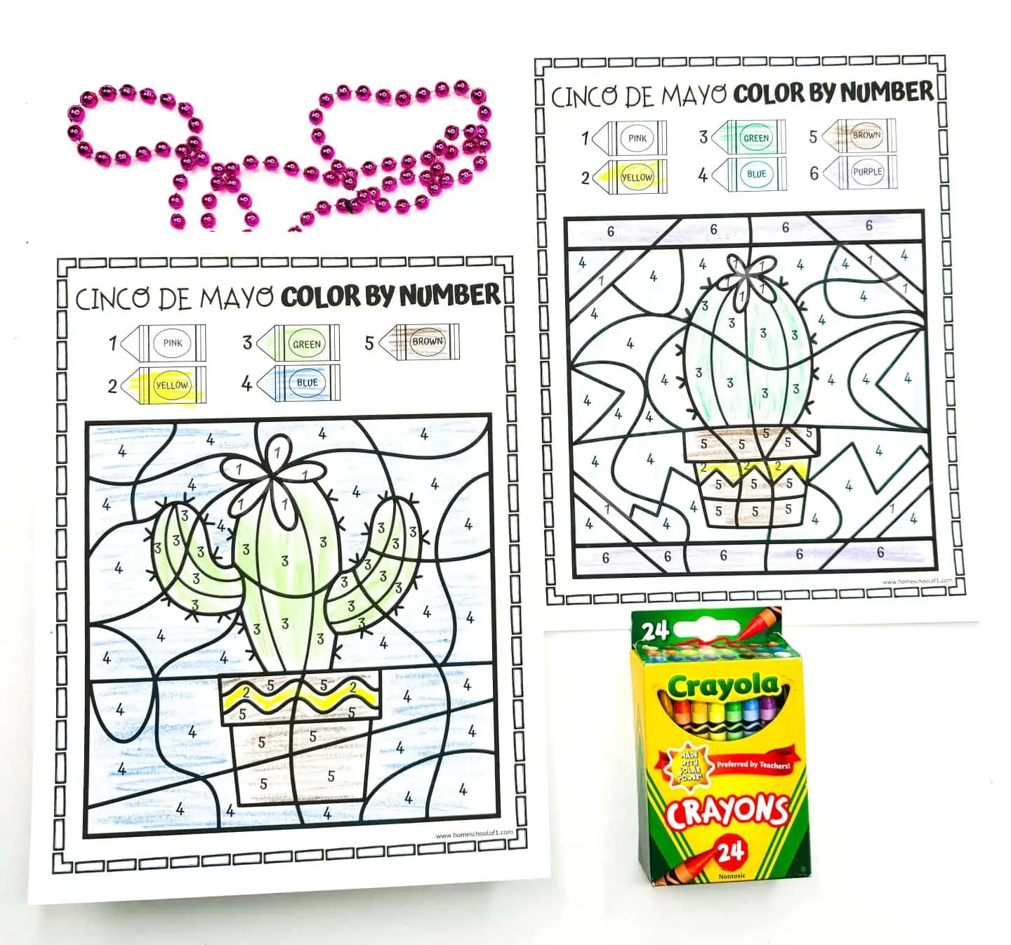 Free Cinco de Mayo Color by Number Worksheets